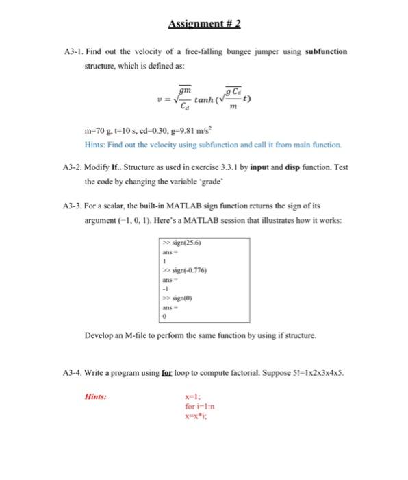 Solved A3-1. Find out the velocity of a free-falling bungee | Chegg.com