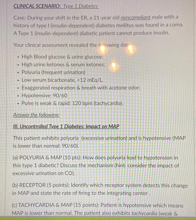Solved Clinical Scenario Type 1 Diabetes Case During Your Chegg
