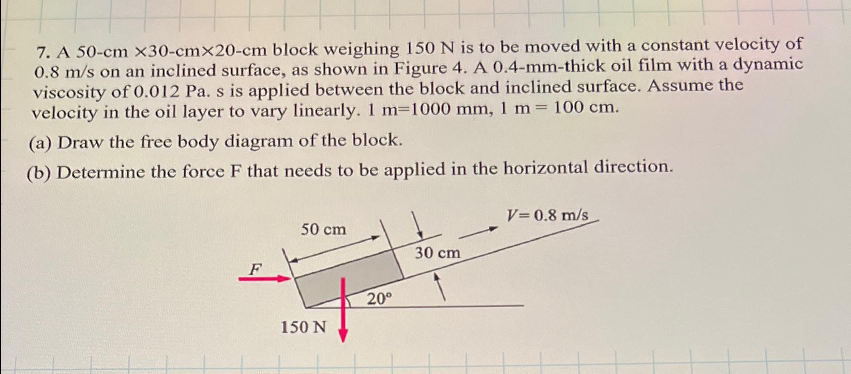 Solved A 50-cm\\\\times 30-cm\\\\times 20-cm block weighing | Chegg.com