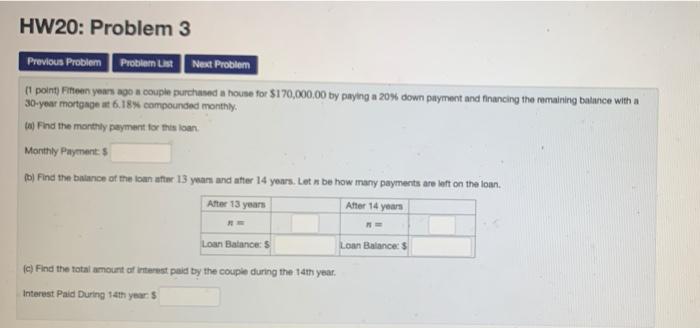 Solved HW20: Problem 3 Previous Problem Problem List Next | Chegg.com