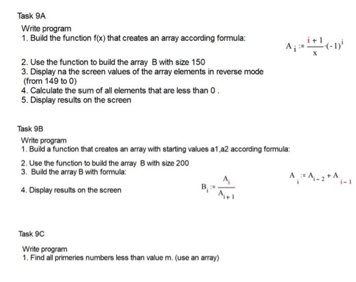 Solved Task 9A Write program 1. Build the function f(x) that | Chegg ...