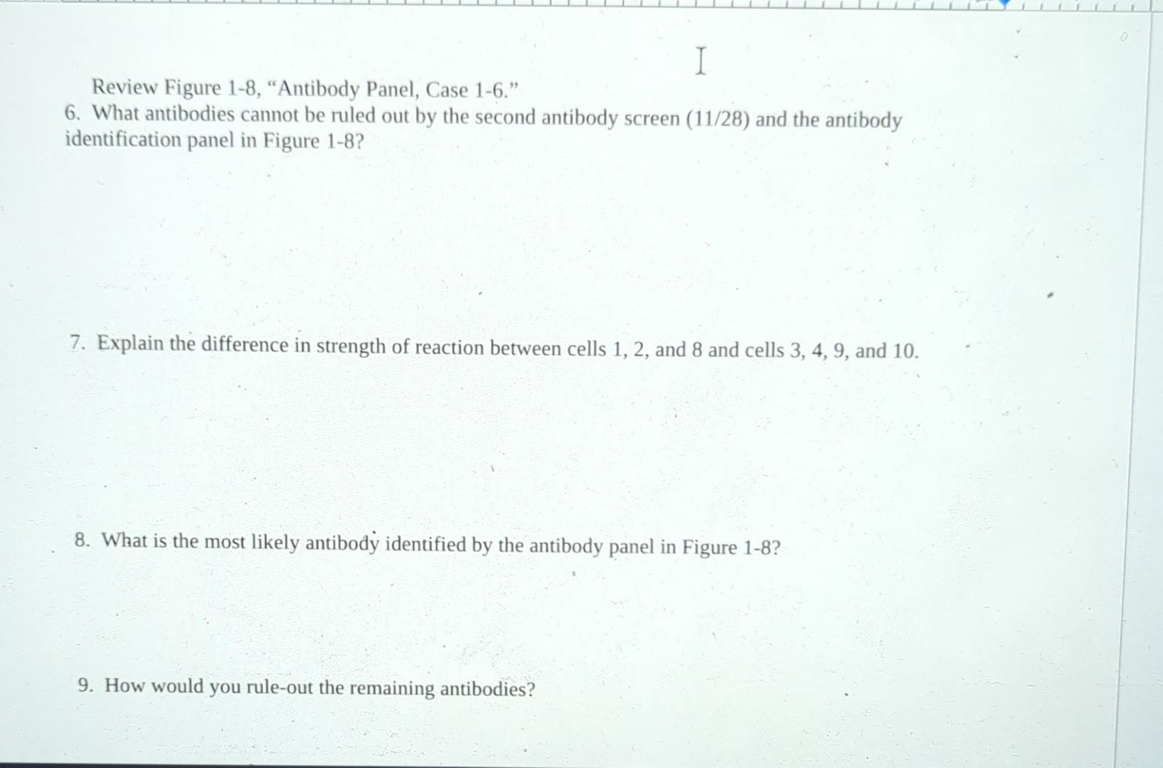 Solved Figure 1-8. ANTIBODY PANEL, CASE I-6 Review Figure | Chegg.com