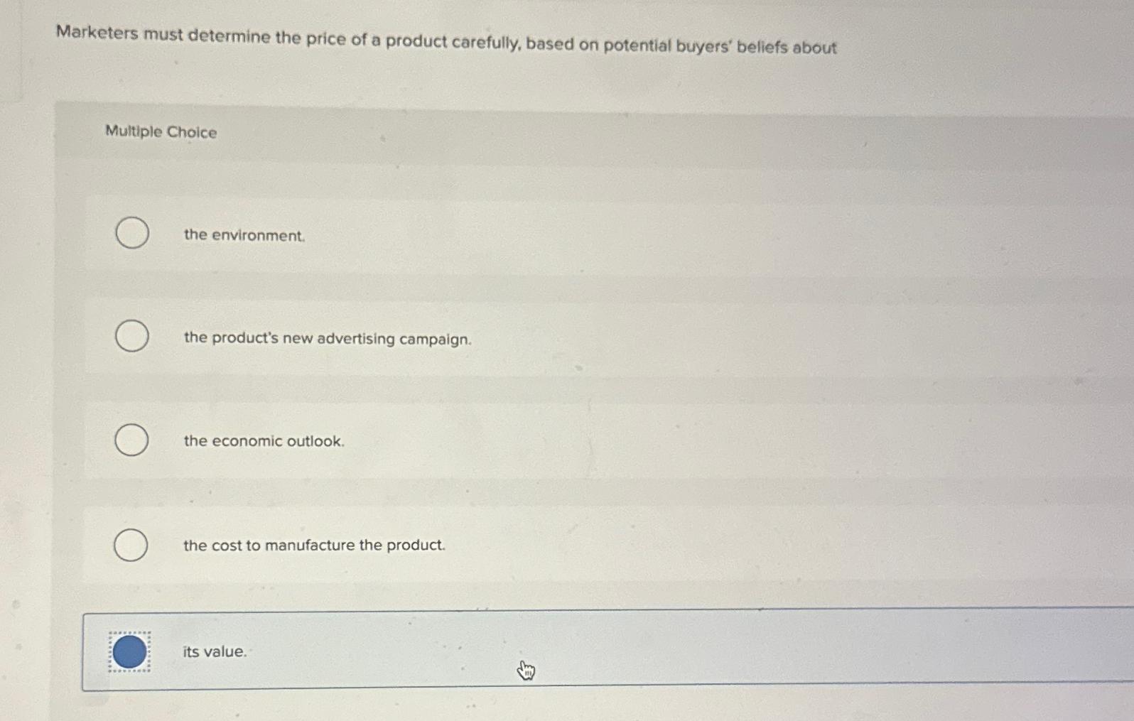 Solved Marketers must determine the price of a product | Chegg.com