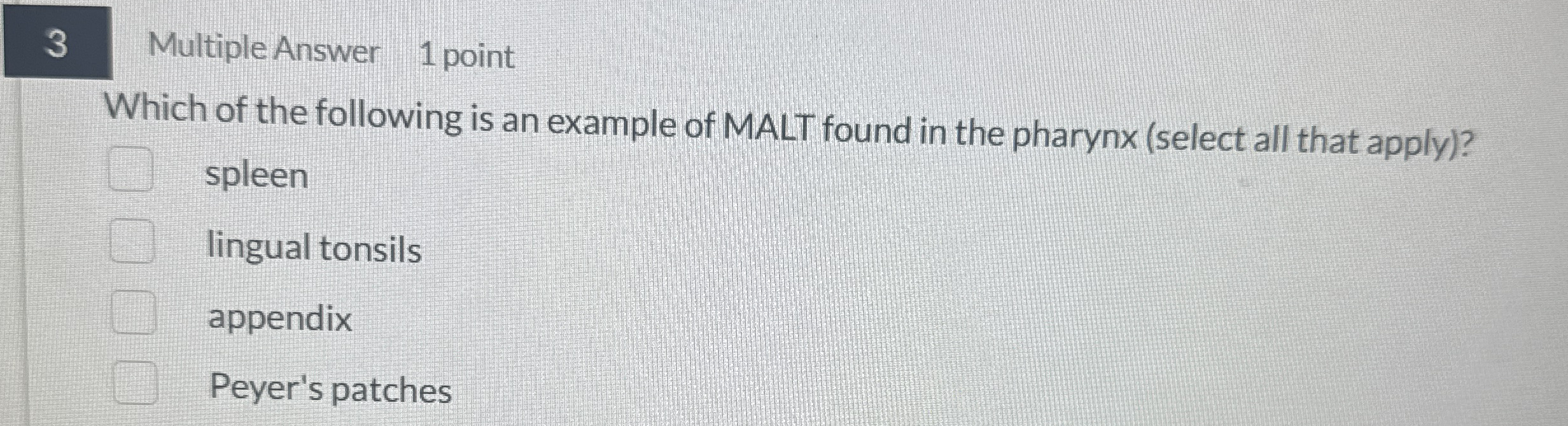 Solved 3Multiple Answer 1 ﻿pointWhich of the following is an | Chegg.com