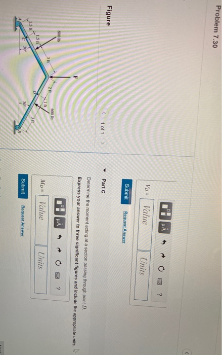 Solved Problem 7.30 3 of Part A Re (Figure 1) Determine the | Chegg.com