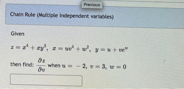 Solved Chain Rule (Multiple independent variables) Given | Chegg.com
