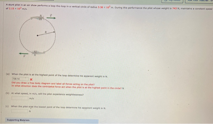 Solved A stunt pilot in an air show performs a loop-the-loop | Chegg.com