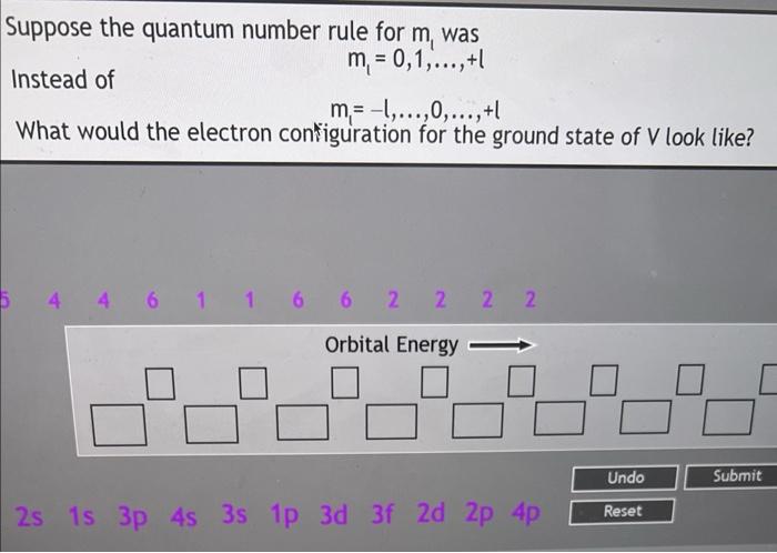 Solved Suppose the quantum number rule for m1 was Instead of | Chegg.com