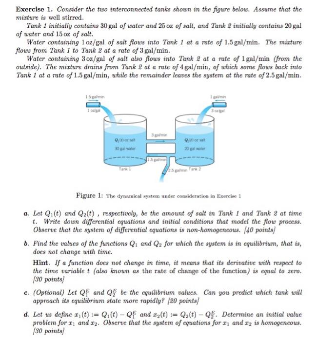 Solved Exercise 1. Consider the two interconnected tanks | Chegg.com