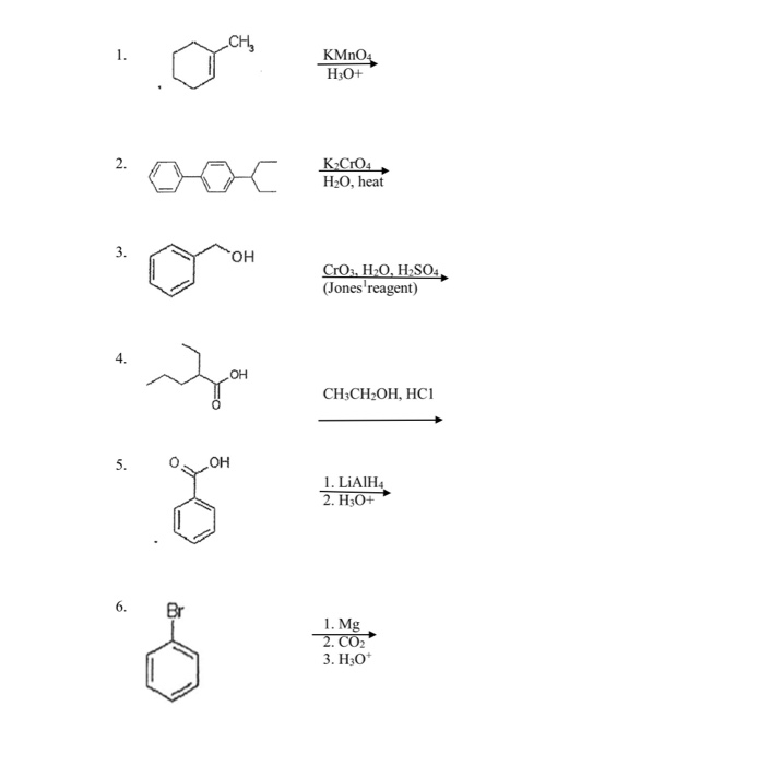 Solved CH, 1. KMnO4 Hz0+ 2. K.CO. H20, heat 3. он CrO2, H2O, | Chegg.com