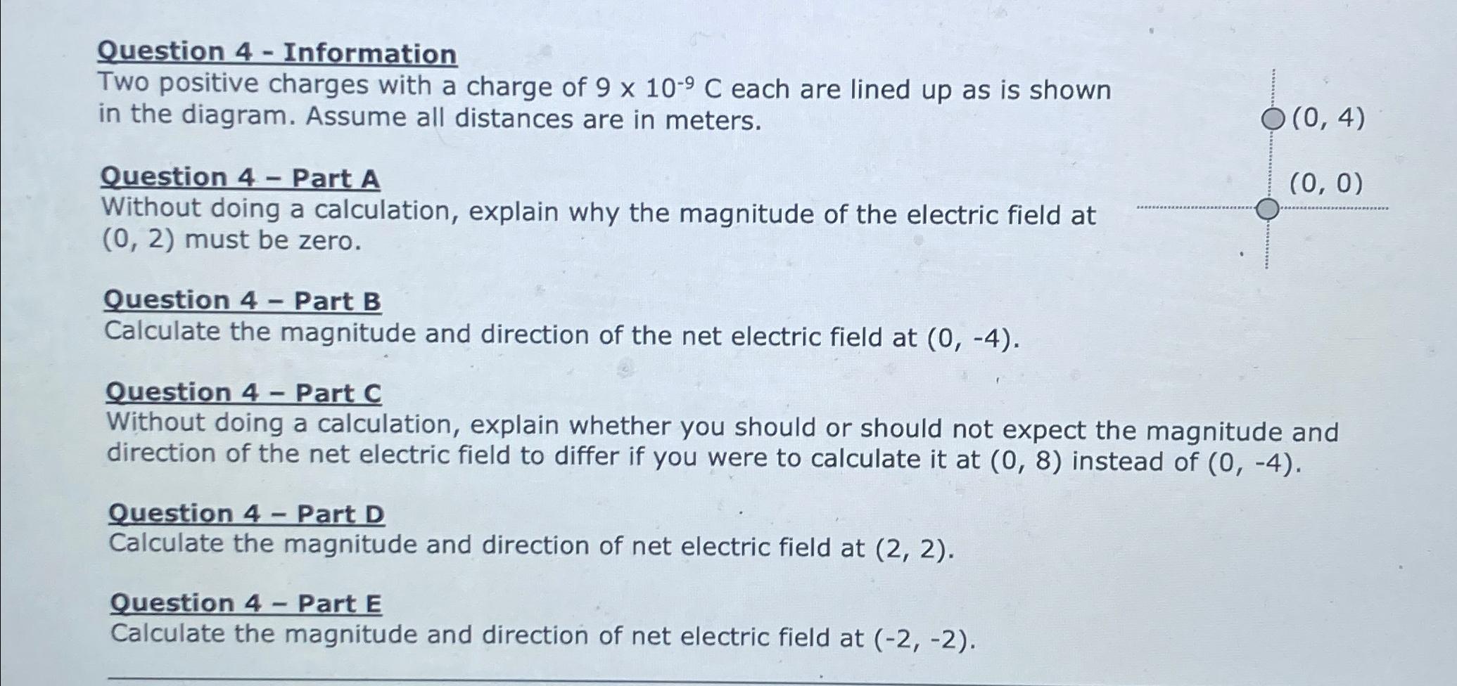 Solved Question 4 - ﻿InformationTwo positive charges with a | Chegg.com