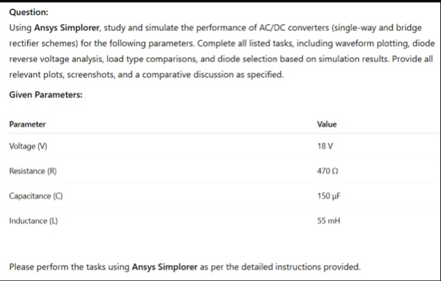 Solved Question:Using Ansys Simplorer, study and simulate | Chegg.com