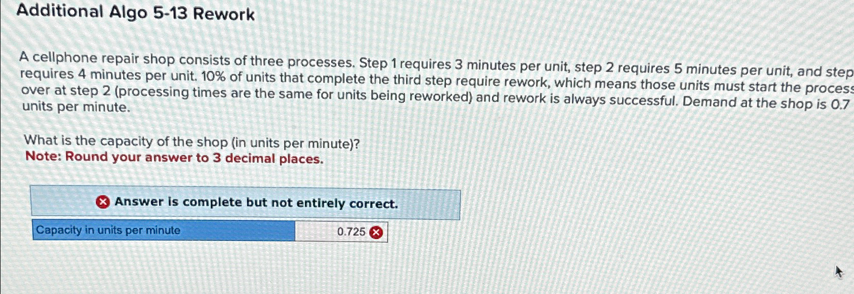 Solved Additional Algo 5-13 ﻿ReworkA cellphone repair shop | Chegg.com
