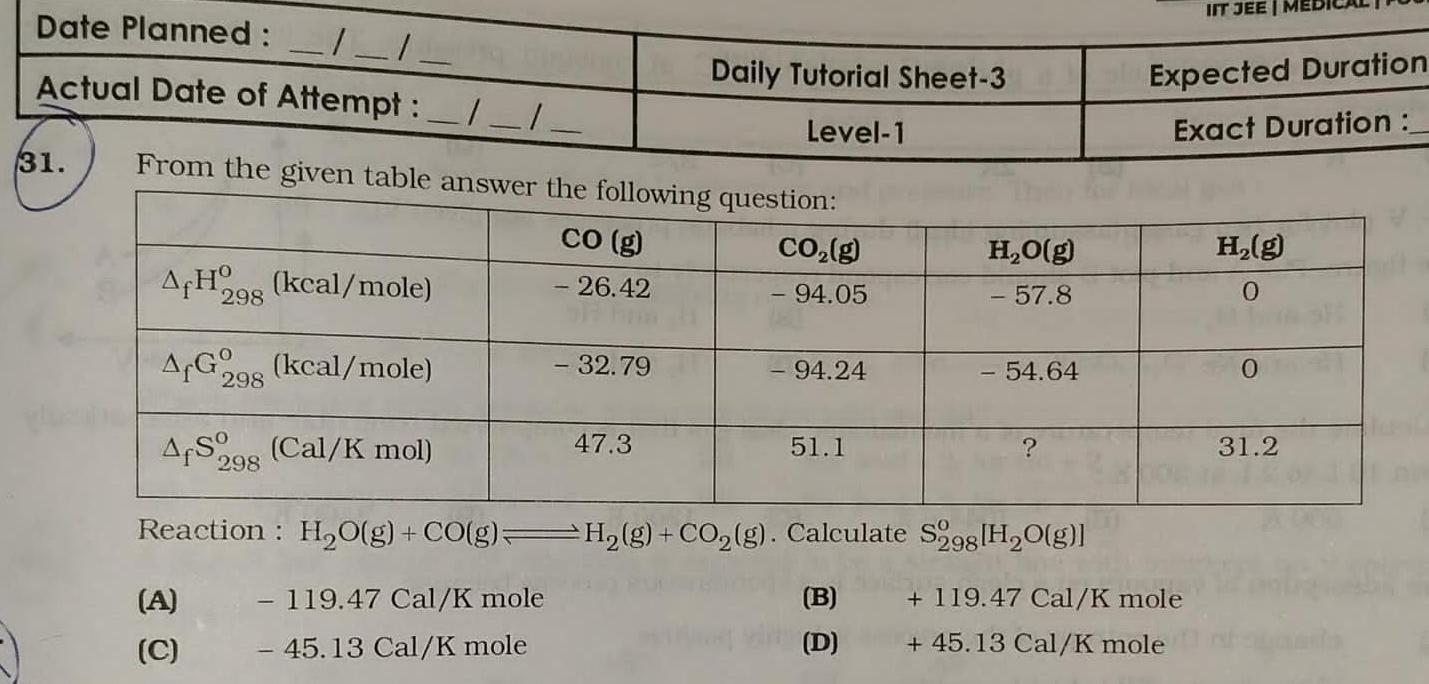 Solved Reaction : H2O(g)+CO(g)⇌H2( g)+CO2( g). Calculate | Chegg.com