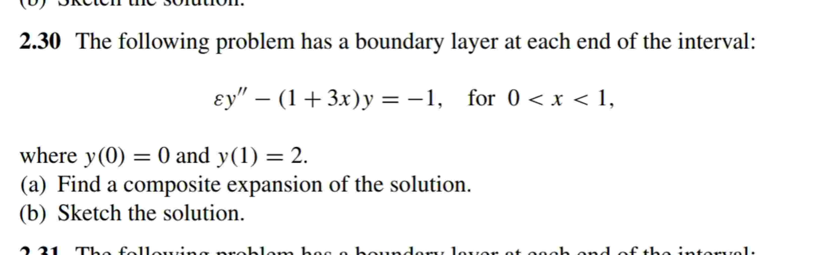 Solved 2.30 ﻿The following problem has a boundary layer at | Chegg.com