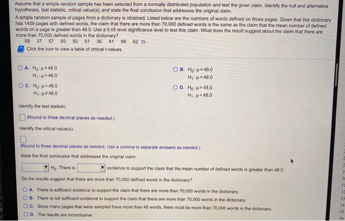 Solved A simple random sample of pages from a dictionary is | Chegg.com