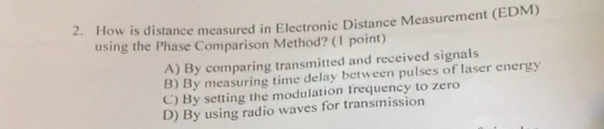 Solved How is distance measured in Electronic Distance | Chegg.com