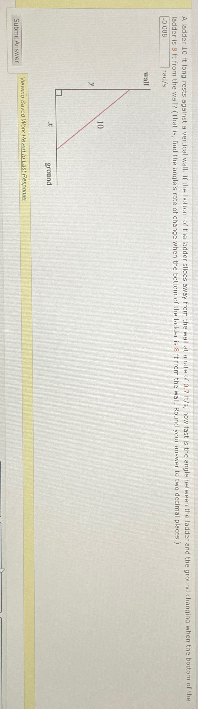 Solved ladder is 8ft ﻿from the wall? (That is, ﻿find the | Chegg.com