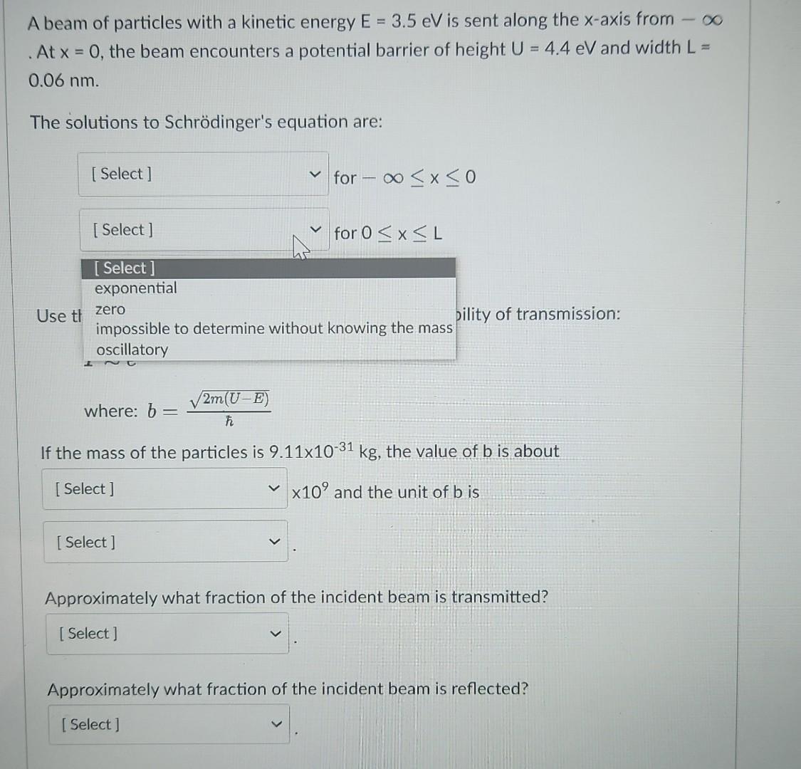 Solved A beam of particles with a kinetic energy E=3.5eV is | Chegg.com