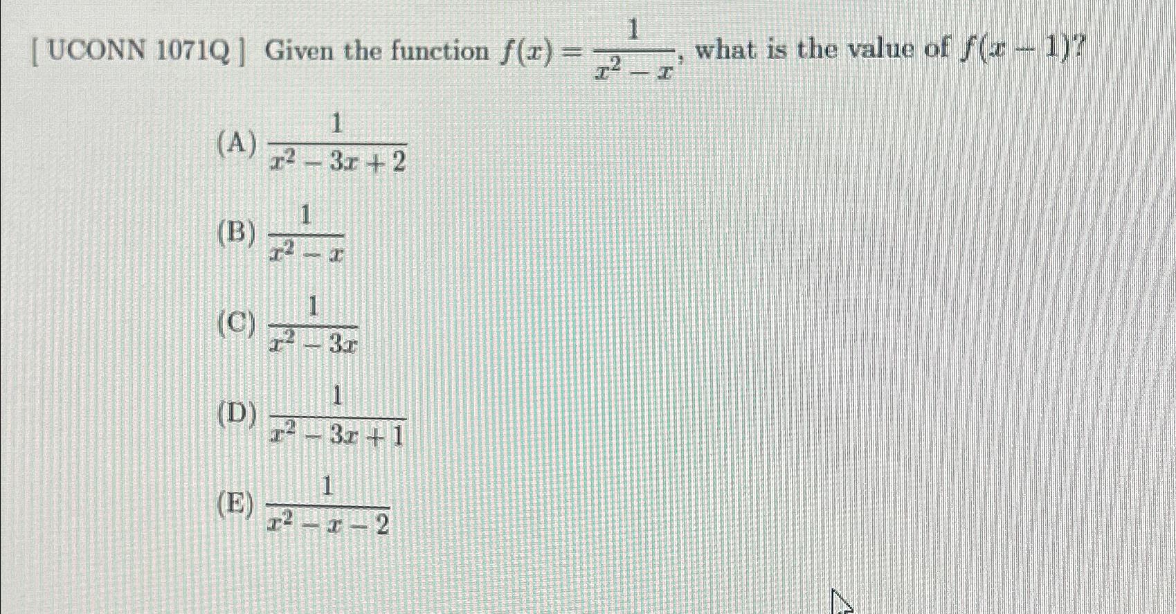 Solved Given The Function F X 1x2 X ﻿what Is The Value Of