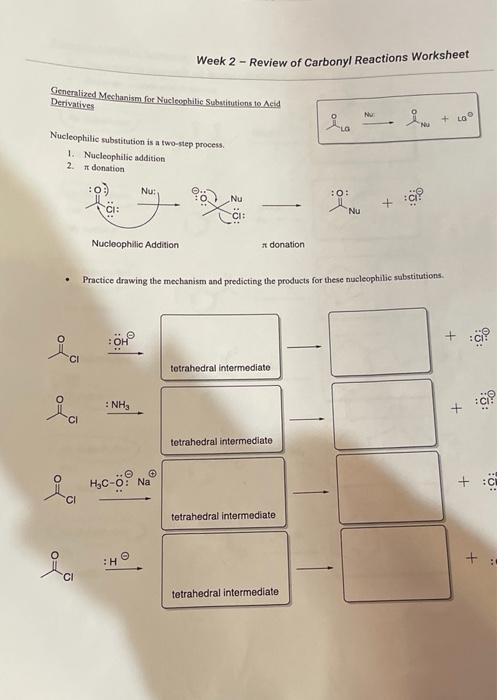 Solved Week 2 - Review of Carbonyl Reactions Worksheet | Chegg.com