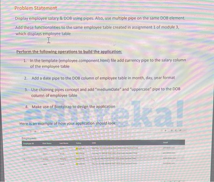 Problem Statement Display employee array using | Chegg.com