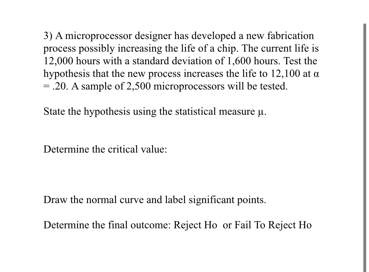 Solved A microprocessor designer has developed a new | Chegg.com