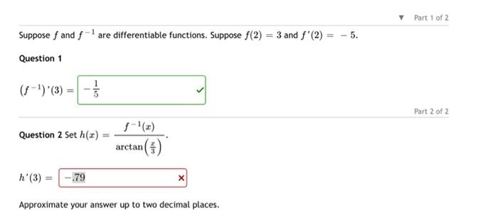 Solved Suppose f and f−1 are differentiable functions. | Chegg.com