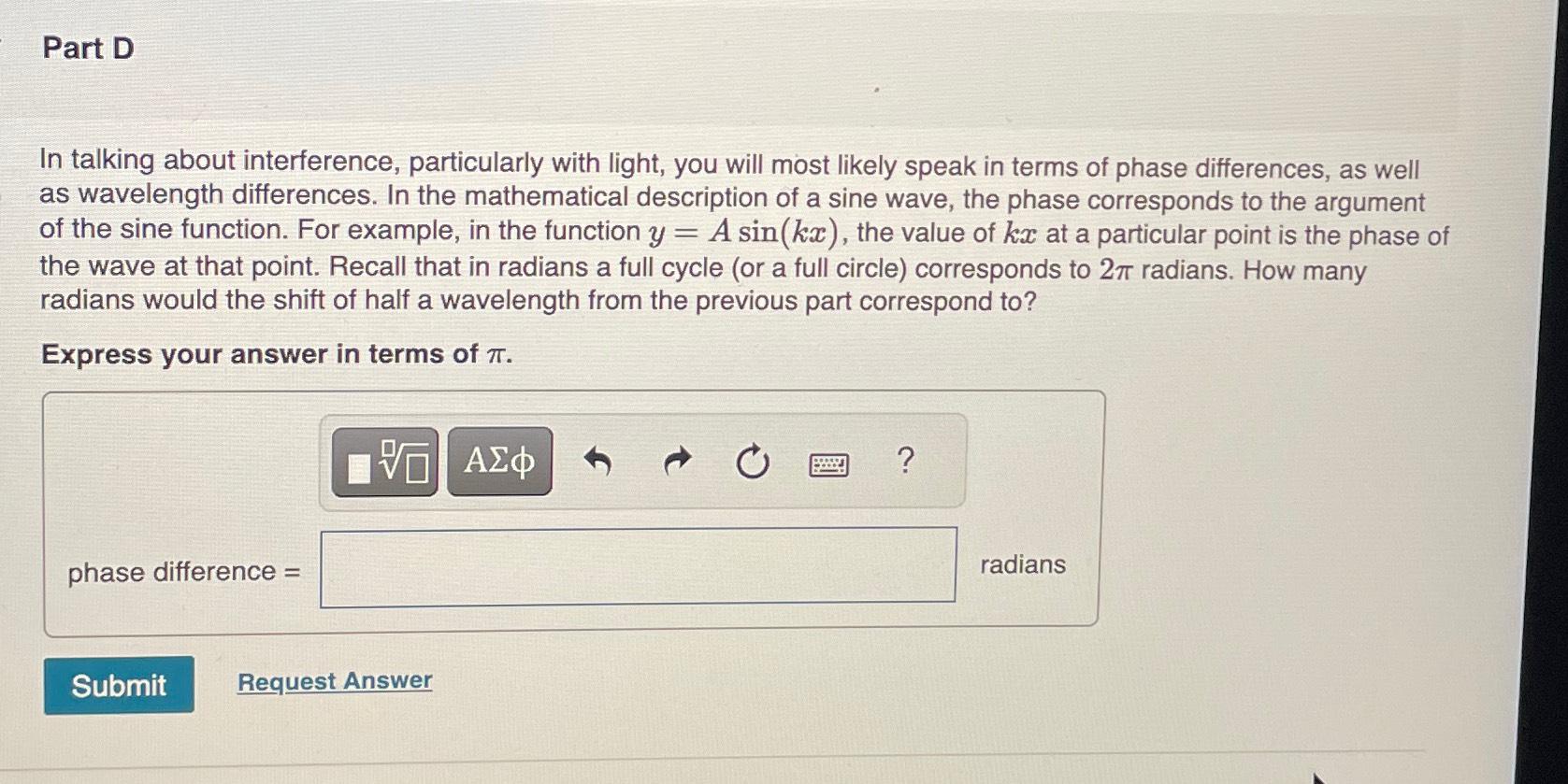 Solved Part DIn talking about interference, particularly | Chegg.com