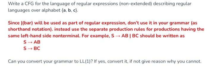 Solved Write a CFG for the language of regular expressions | Chegg.com