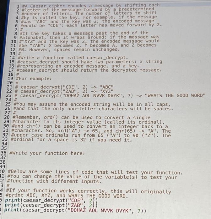 Solved A Caesar Cipher Encodes A Message By Shifting Each 7252