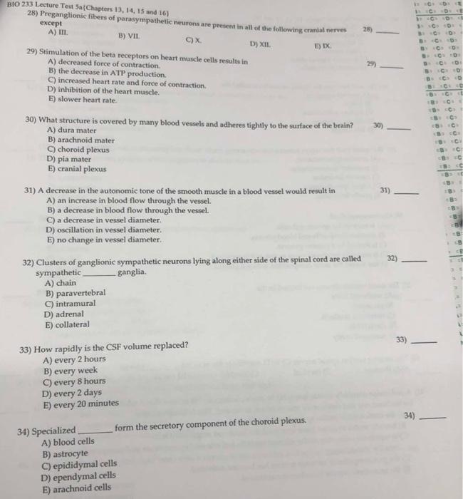 Solved 28) Preganglionic fibers of parasympathetic 28) | Chegg.com