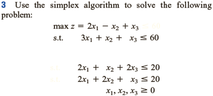 Solved Use the simplex algorithm to solve the following | Chegg.com