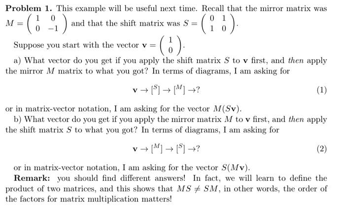 Solved Problem 1. This example will be useful next time. | Chegg.com