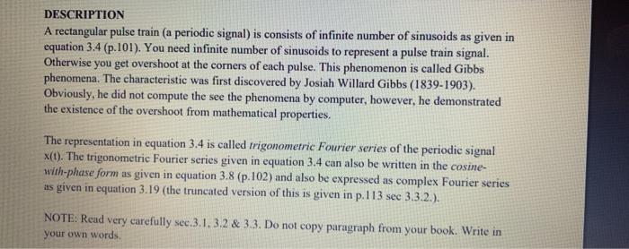 DESCRIPTION A rectangular pulse train (a periodic | Chegg.com