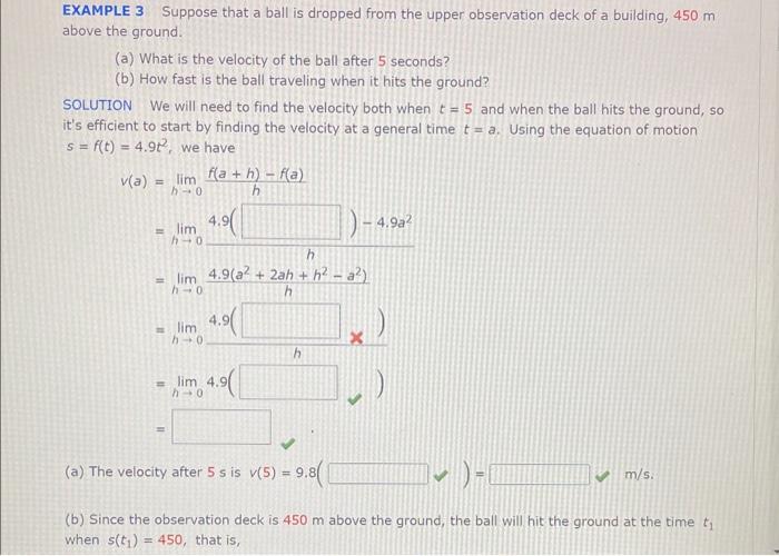 Solved EXAMPLE 3 Suppose that a ball is dropped from the | Chegg.com