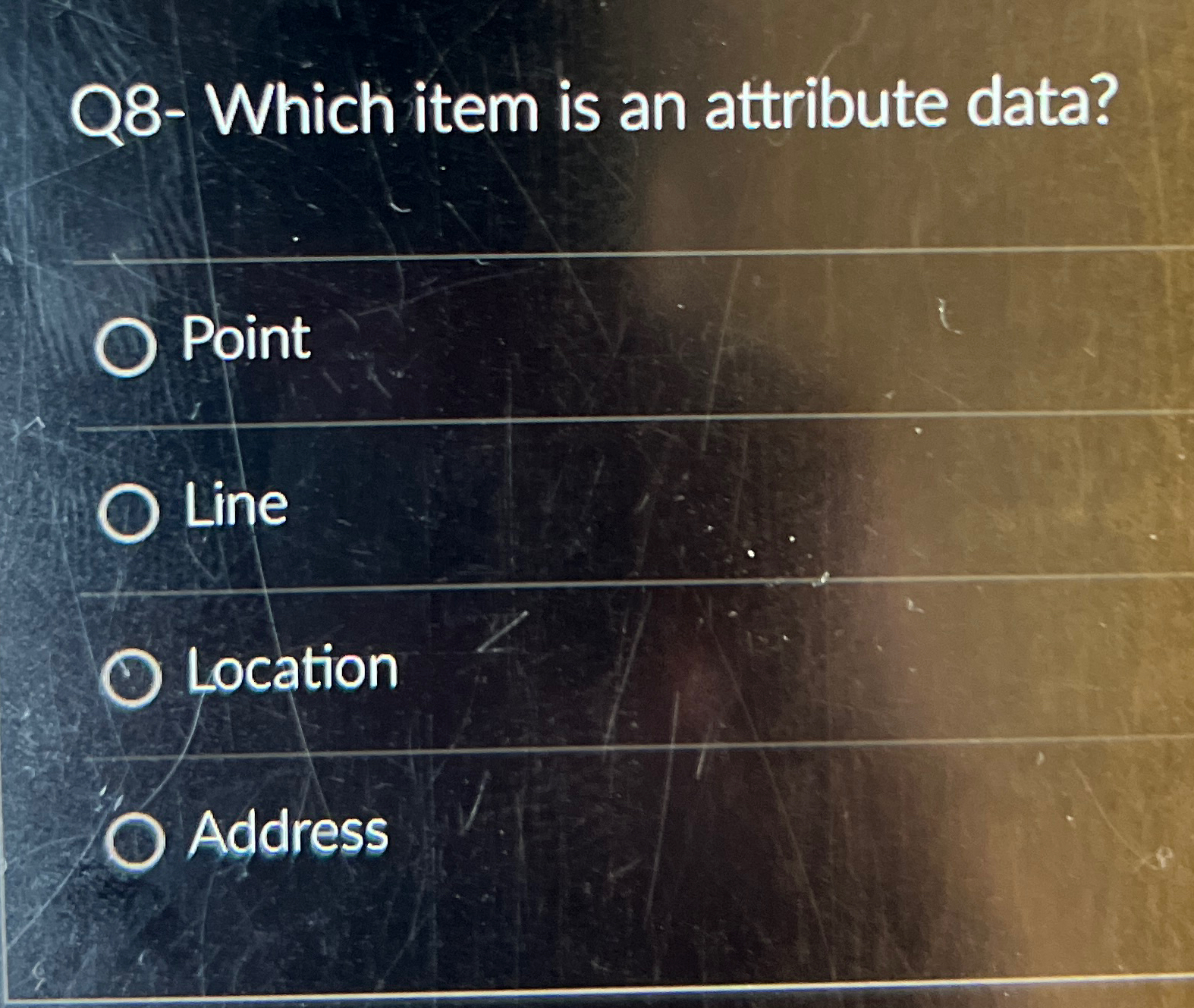 Solved Q8- ﻿Which item is an attribute | Chegg.com