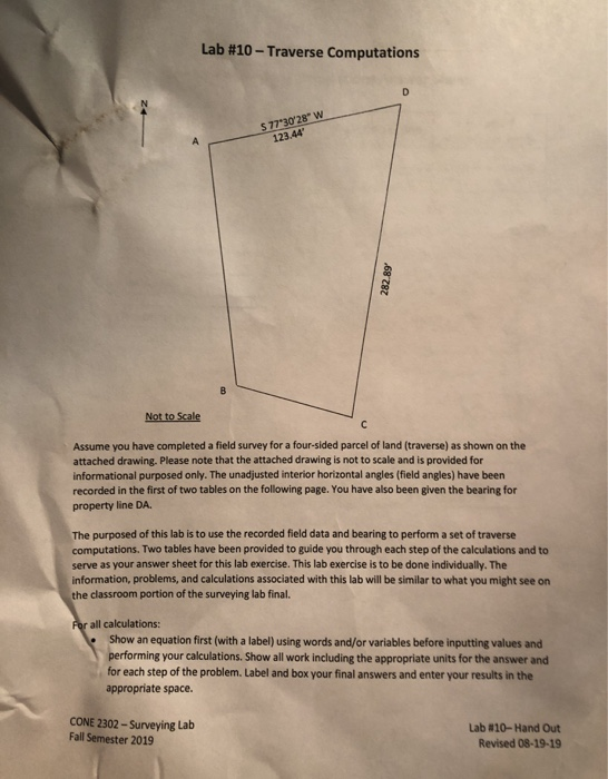 Solved Lab #10 - Traverse Computations 577430 28" w 123.44 | Chegg.com