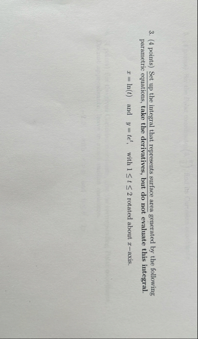 Solved (4 ﻿points) ﻿Set up the integral that represents | Chegg.com