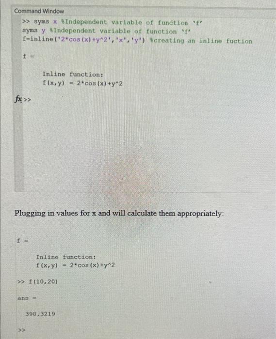 Solved Command Window >> syms x Independent variable of | Chegg.com