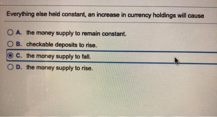 Solved Everything else held constant, an increase in | Chegg.com