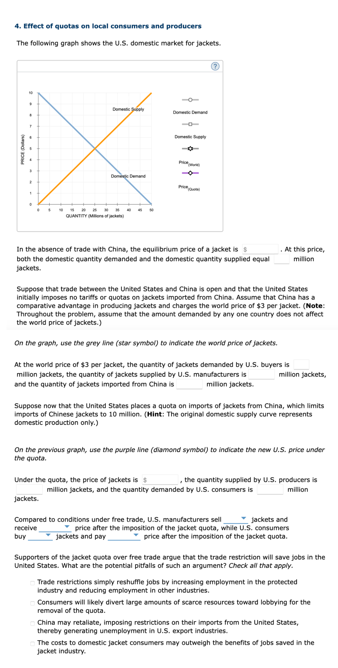 Solved EFFECT OF QUOTAS ON LOCAL CONSUMERS AND | Chegg.com