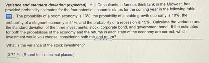 Solved Variance and standard deviation (expected). Hull | Chegg.com