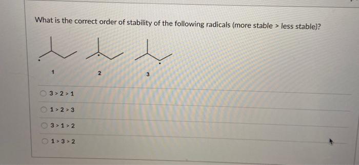 Solved What is the correct order of stability of the | Chegg.com