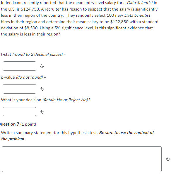 Solved what is the t-stat, p-value, what decision should be | Chegg.com