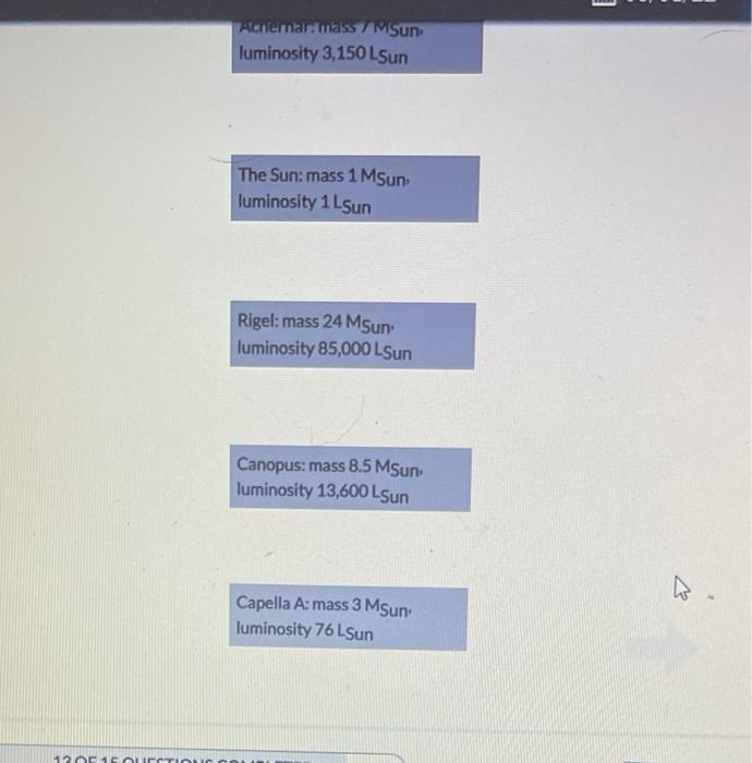 Solved Place the main-sequence lifetime of each of the | Chegg.com