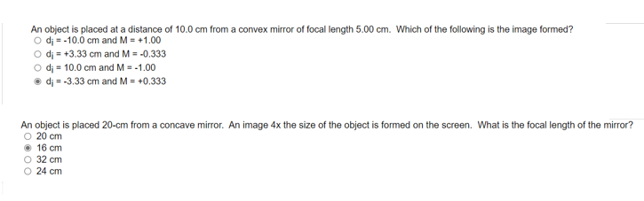 Solved An object is placed at a distance of 10.0 cm from a | Chegg.com