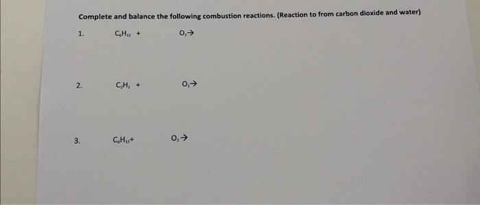 Solved Complete and balance the following combustion | Chegg.com