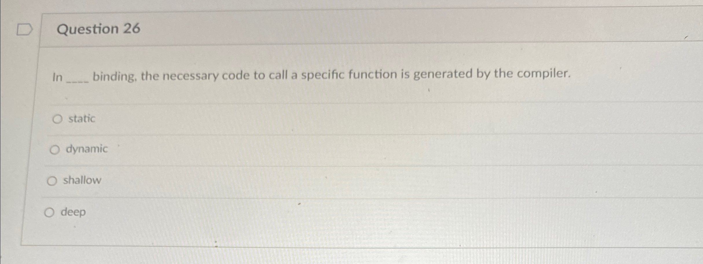 Solved Question 26In q, ﻿binding, the necessary code to call | Chegg.com