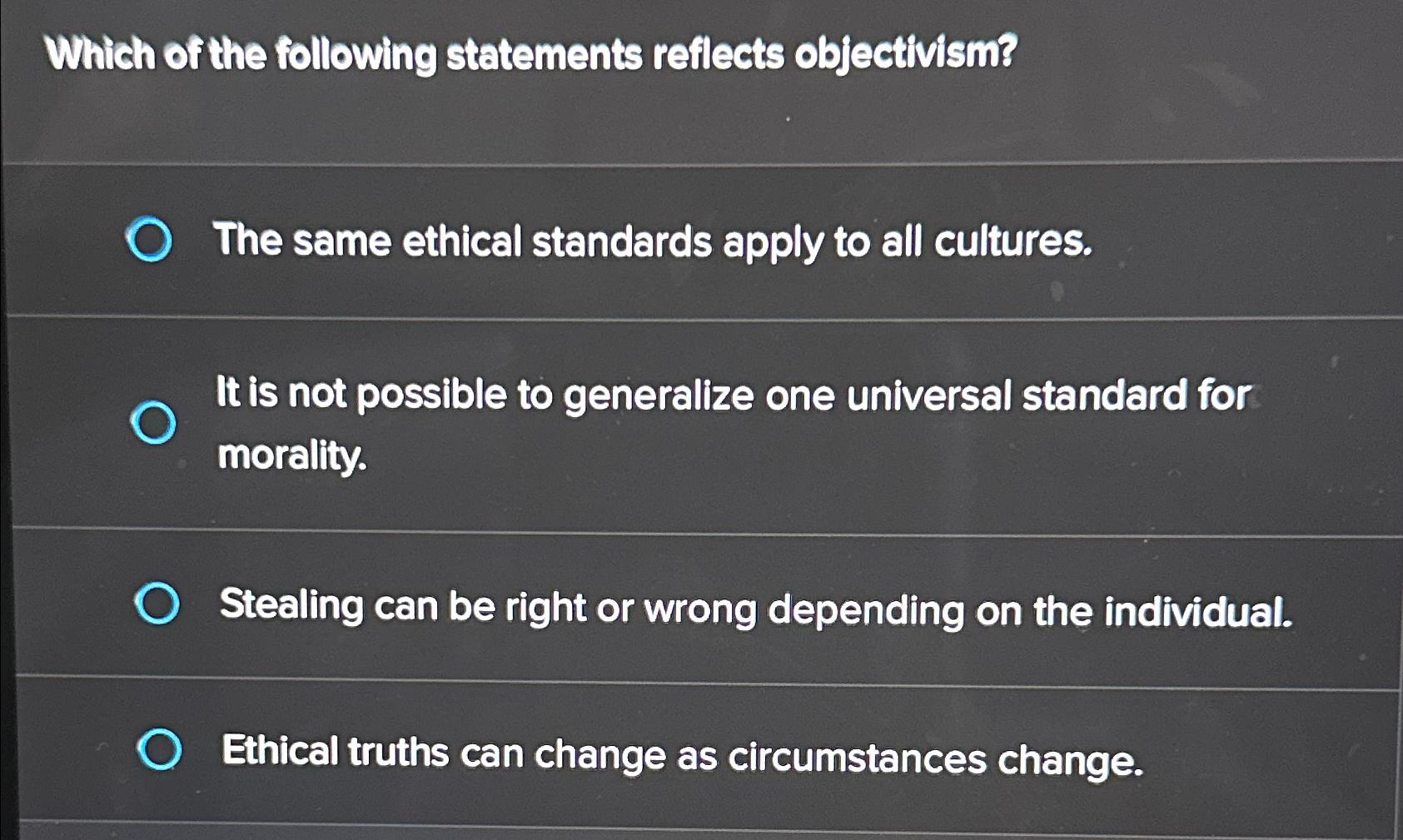 Solved Which of the following statements reflects | Chegg.com